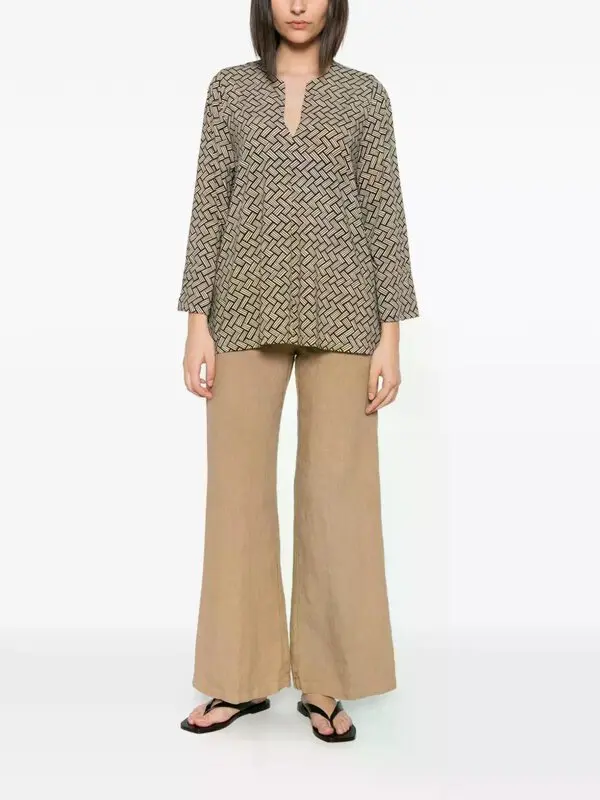SIYU Geometric-pattern V-neck Blouse