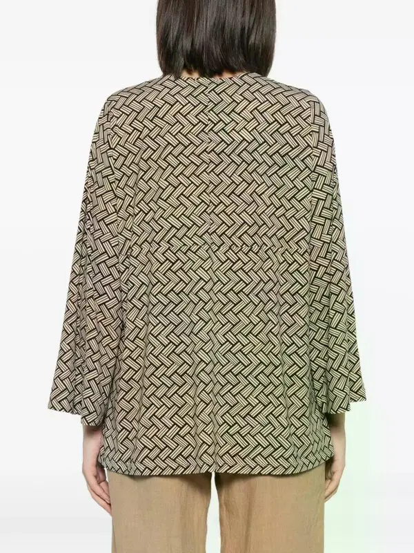 SIYU Geometric-pattern V-neck Blouse
