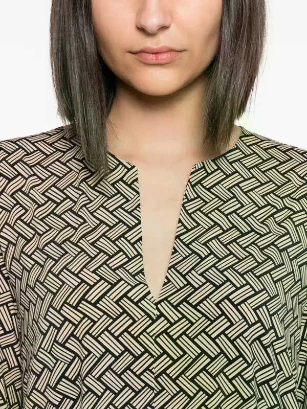 SIYU Geometric-pattern V-neck Blouse