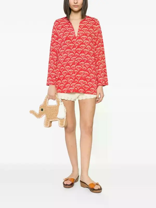 SIYU Floral-print V-neck Blouse - Red