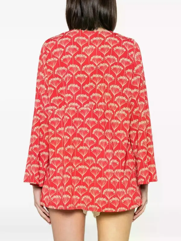 SIYU Floral-print V-neck Blouse - Red