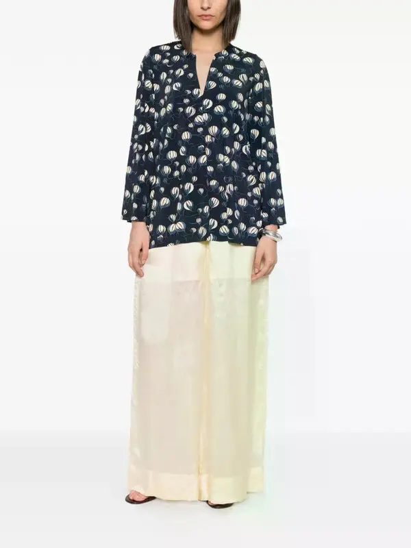 SIYU Balloon-print V-neck Blouse - Blue