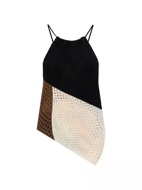 AKEP Asymmetric Color-block Knit Top