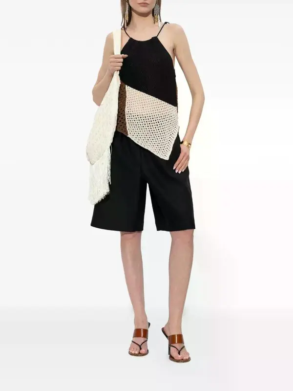 AKEP Asymmetric Color-block Knit Top