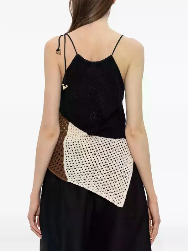 AKEP Asymmetric Color-block Knit Top