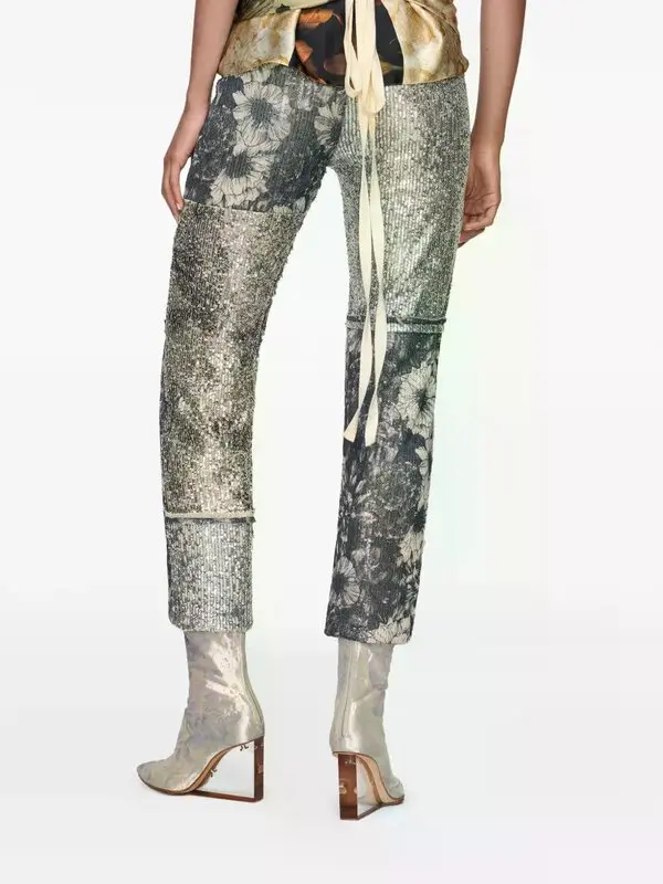 MAISON MARGIELA Sequin-embellished Floral Trousers - Silver