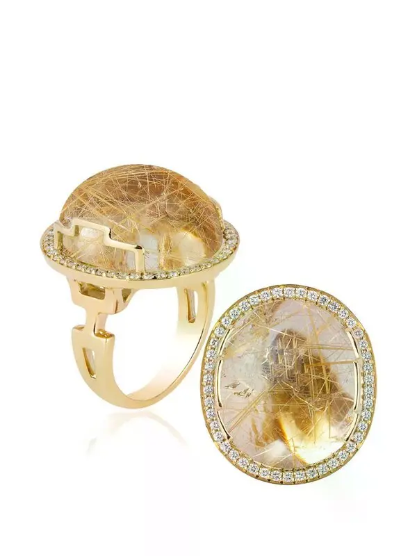 Goshwara Rock N Roll Rutilated Quartz Ring - Gold