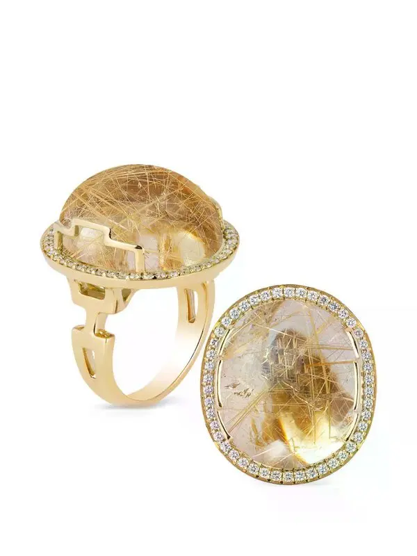Goshwara Rock N Roll Rutilated Quartz Ring - Gold