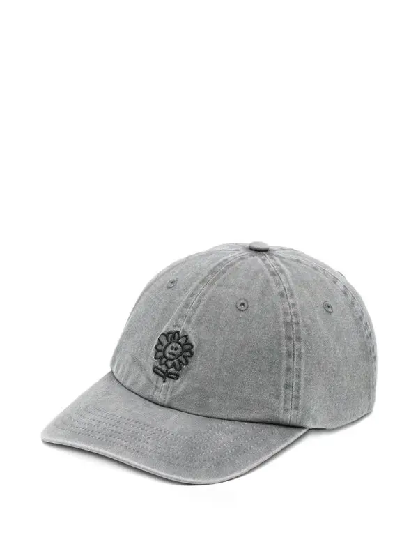 SUNFLOWER Flower-embroidered Faded Baseball Cap - Grey