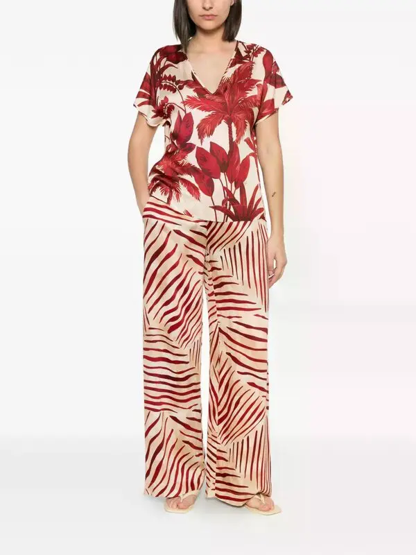 CLIPS Palm Tree Print V-neck Top