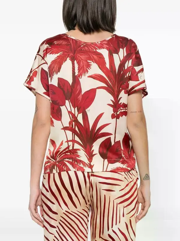 CLIPS Palm Tree Print V-neck Top
