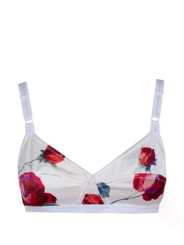 N°21 Floral-print Satin Bra - White