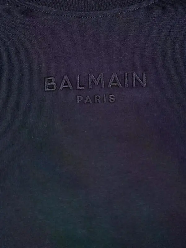 Balmain Logo-embroidered Cropped T-shirt - Black