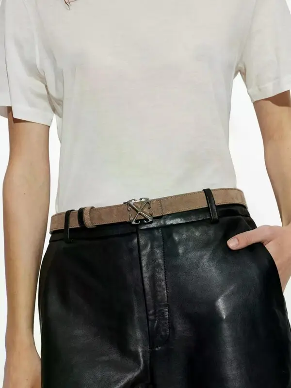 Off-White Arrows Buckle Suede Belt - Neutrals