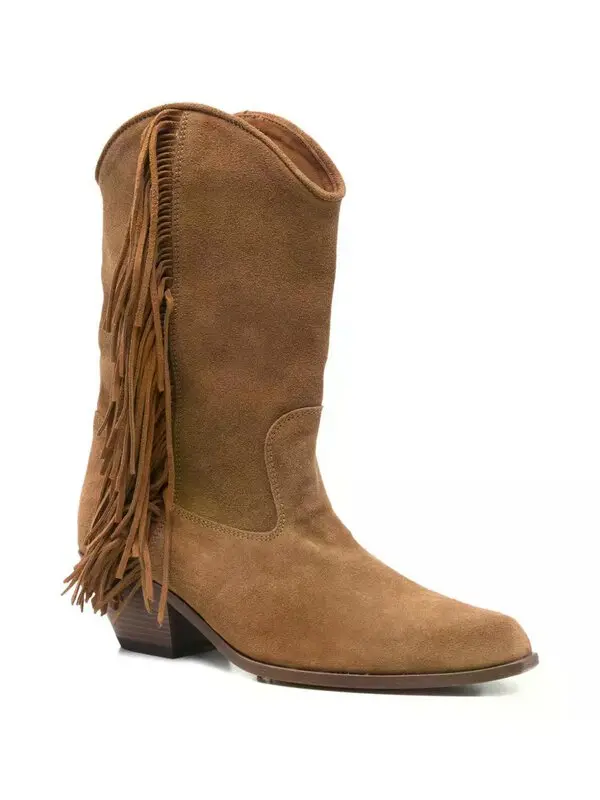 VIC MATIE Fringed Cowboy Boots - Brown