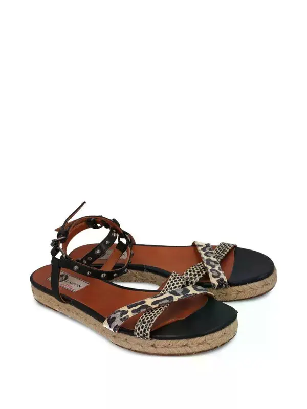 LANVIN Leopard-print Snakeskin-effect Raffia Sandals