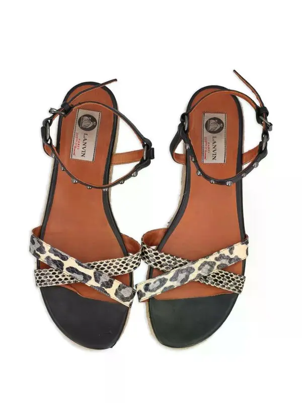 LANVIN Leopard-print Snakeskin-effect Raffia Sandals