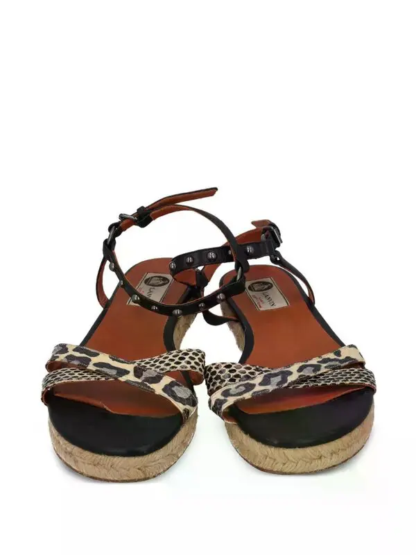 LANVIN Leopard-print Snakeskin-effect Raffia Sandals