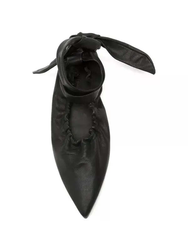 UMA WANG Pointed-toe Ankle-tie Ballet Flats