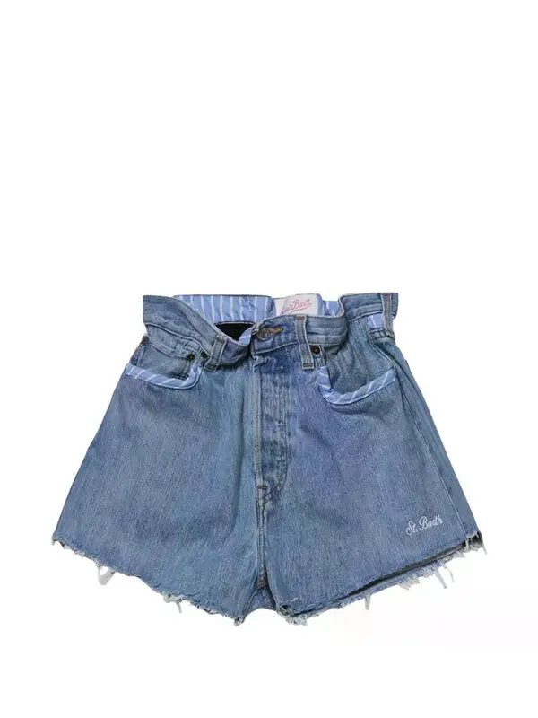 MC2 SAINT BARTH Frayed-hem Denim Shorts - Blue