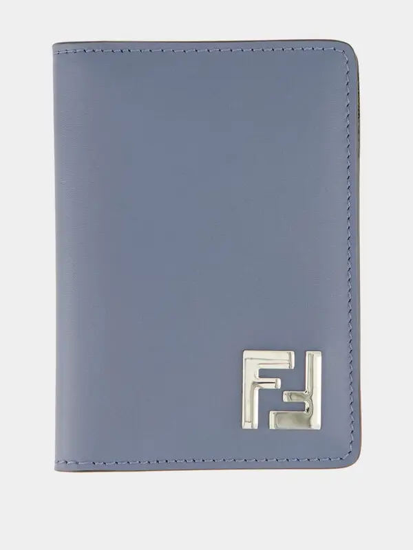 Fendi Leather Bi-fold Card Holder With Ff Squared - Blue