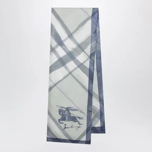 Burberry Large Watercolour Check Silk Scarf - Green