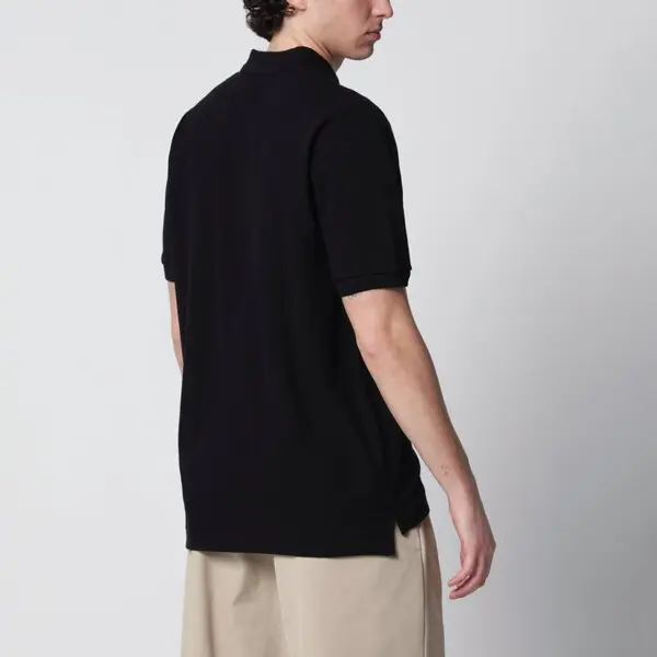 Play Comme Des Garcon Red Heart Cotton Polo Shirt - Black