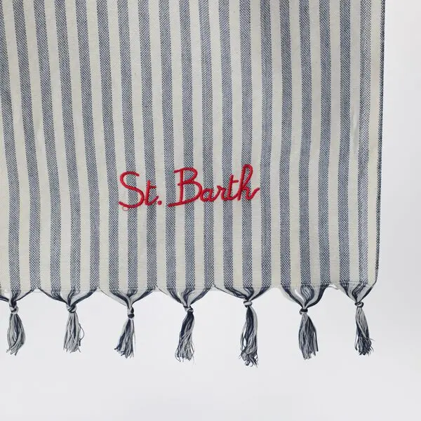 MC2 SAINT BARTH Striped Beach Towel With Embroidered Logo