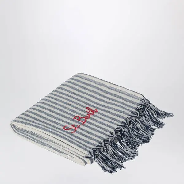 MC2 SAINT BARTH Striped Beach Towel With Embroidered Logo