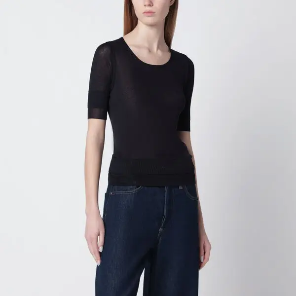 LEMAIRE Trompe-l'oeil Viscose And Silk Top - Blue