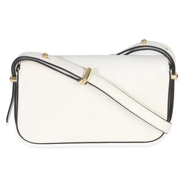 Prada Smooth Calfskin Triangle Logo Flap Bag - White
