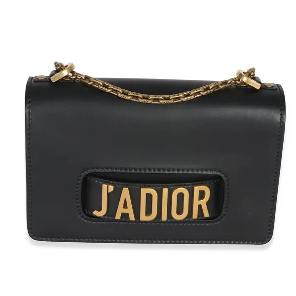 Dior Smooth Calfskin Jadior Chain Flap Bag - Black