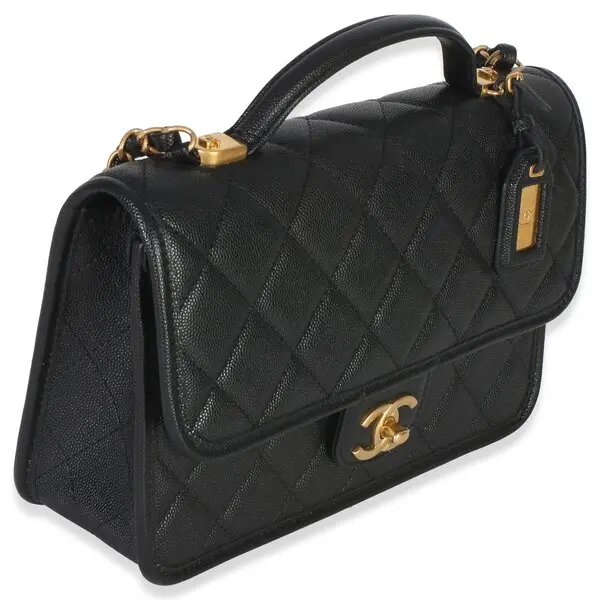Chanel Quilted Caviar Top Handle Flap Bag