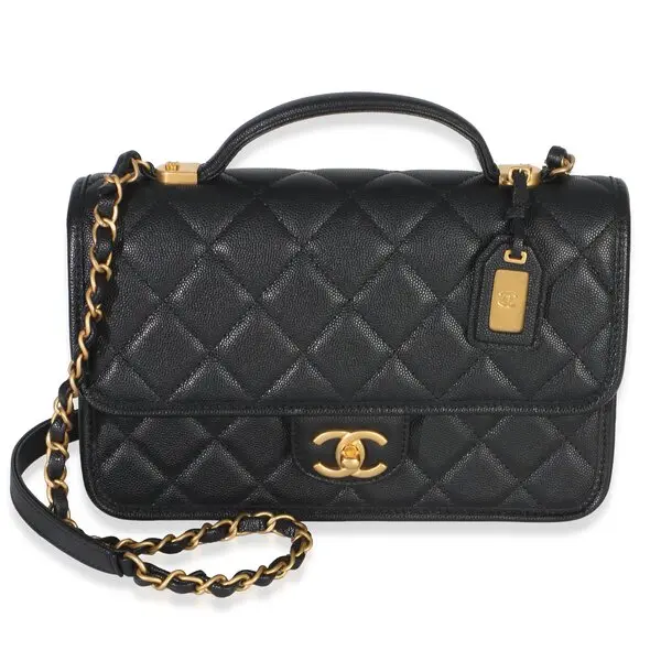 Chanel Quilted Caviar Top Handle Flap Bag