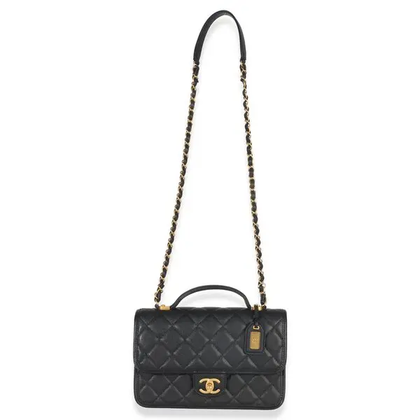 Chanel Quilted Caviar Top Handle Flap Bag