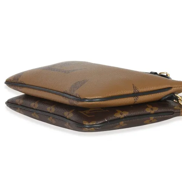 LOUIS VUITTON Reverse Monogram Giant Canvas Double Zip Pochette - Brown
