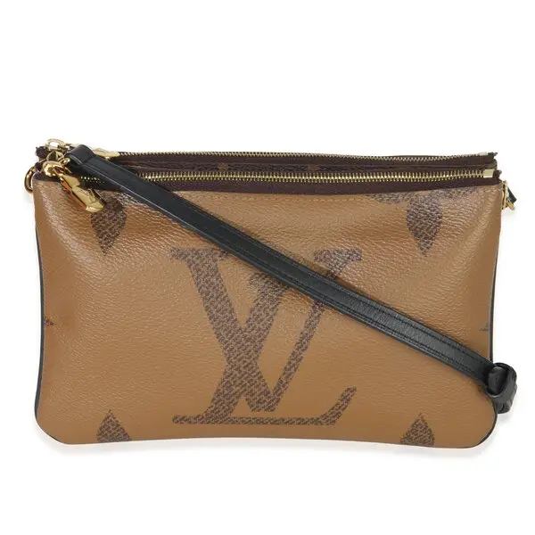 LOUIS VUITTON Reverse Monogram Giant Canvas Double Zip Pochette - Brown