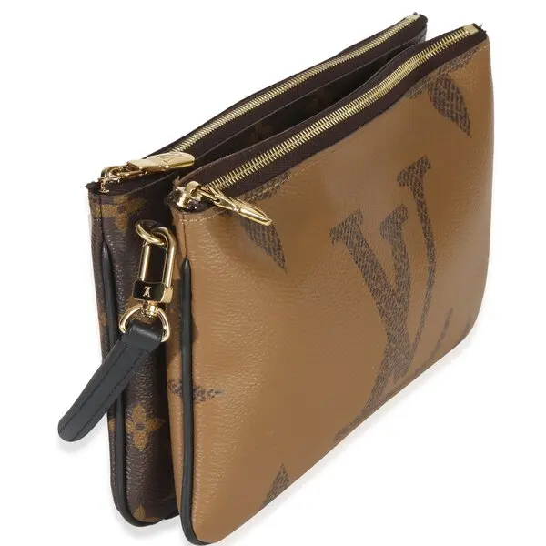 LOUIS VUITTON Reverse Monogram Giant Canvas Double Zip Pochette - Brown