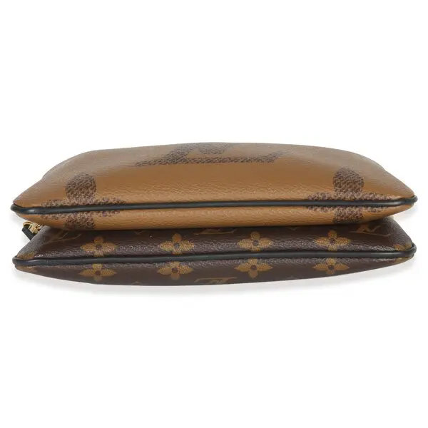 LOUIS VUITTON Reverse Monogram Giant Canvas Double Zip Pochette - Brown