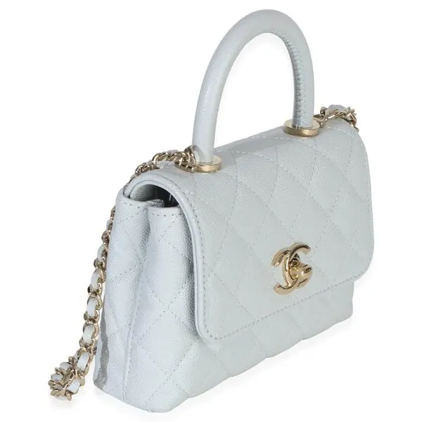 Chanel Coco Handle Clutch With Chain - Blue