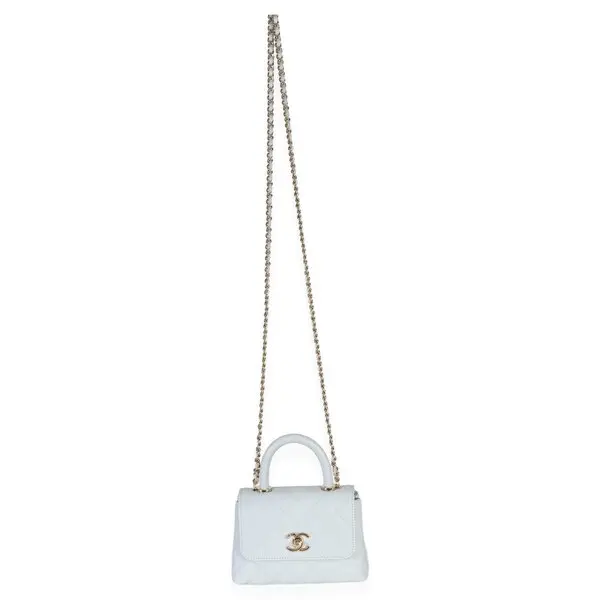Chanel Coco Handle Clutch With Chain - Blue