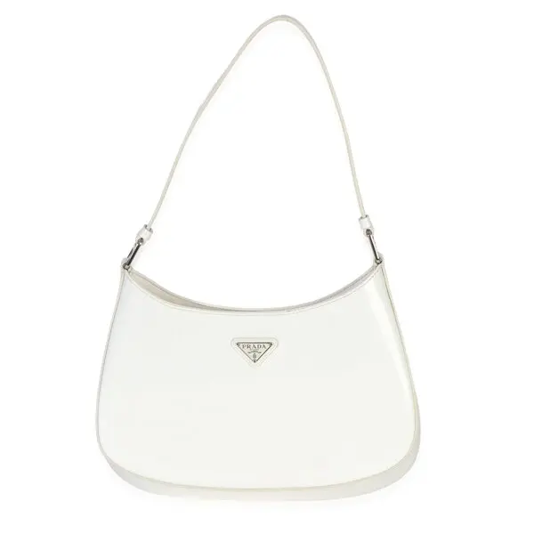 Prada Spazzolato Leather Cleo Bag - White