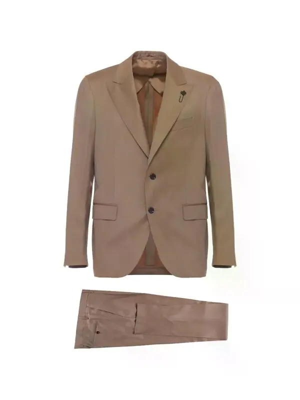 LARDINI Herringbone Wool Suit - Neutrals