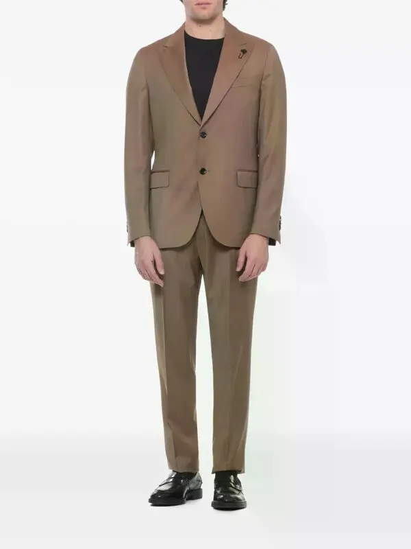LARDINI Herringbone Wool Suit - Neutrals