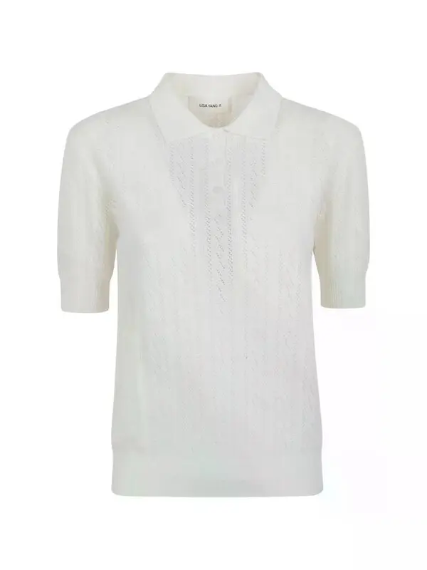 LISA YANG Pointelle-knit Polo Top - White