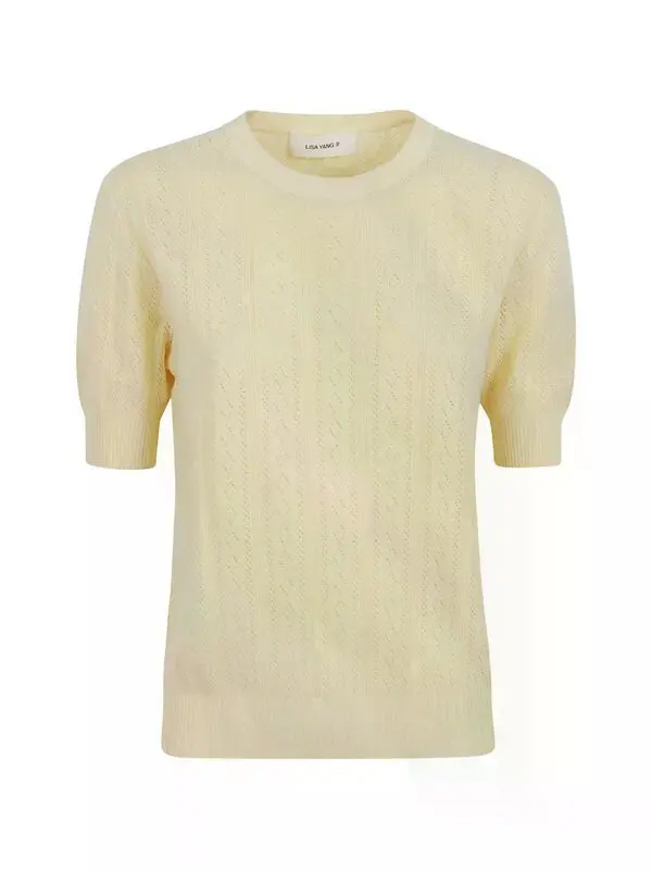 LISA YANG Pointelle-knit Short-sleeve Sweater - Yellow
