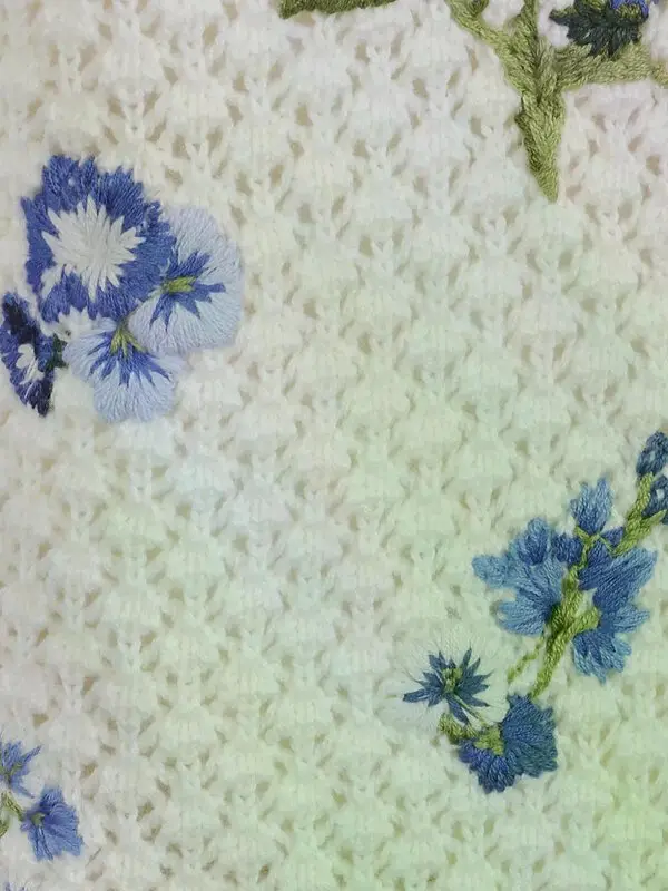 Alice + Olivia Floral Embroidered Knit Top