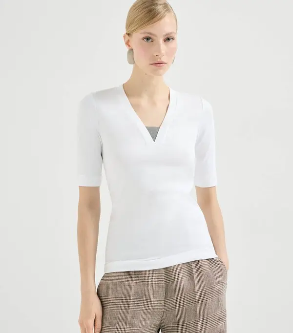 Brunello Cucinelli Monili-detail Stretch-cotton T-shirt