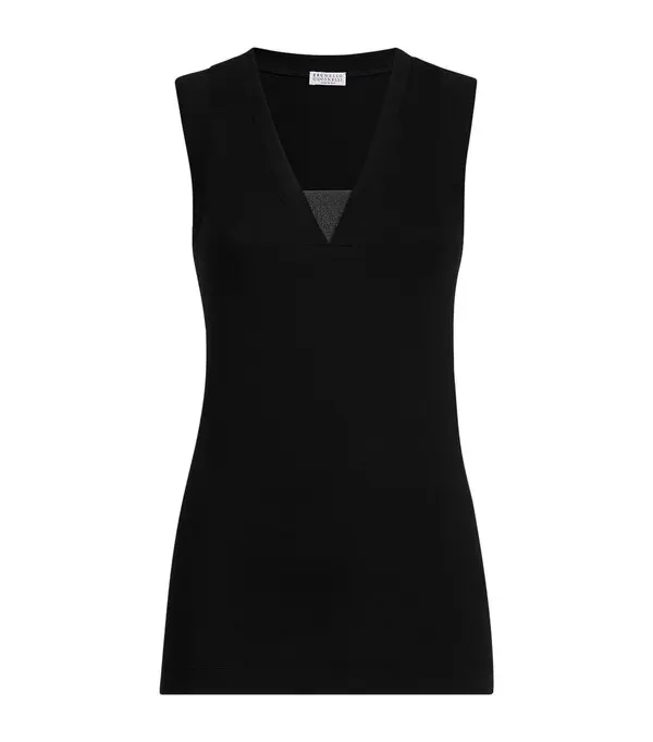 Brunello Cucinelli Embellished Stretch-cotton T-shirt - Black