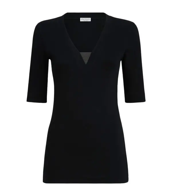 Brunello Cucinelli Stretch-cotton Monili-detail T-shirt